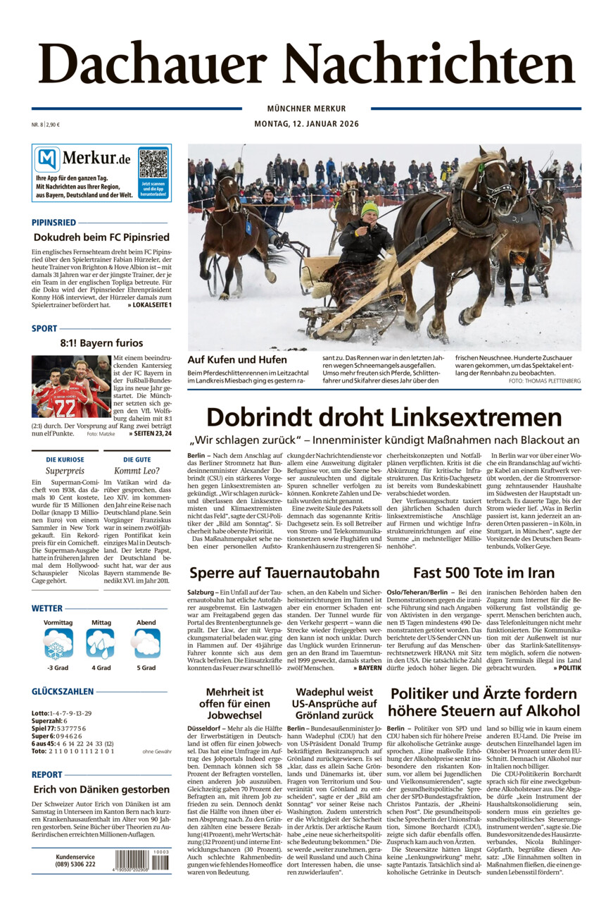 Dachauer Nachrichten vom Montag, 12.01.2026 | Merkur